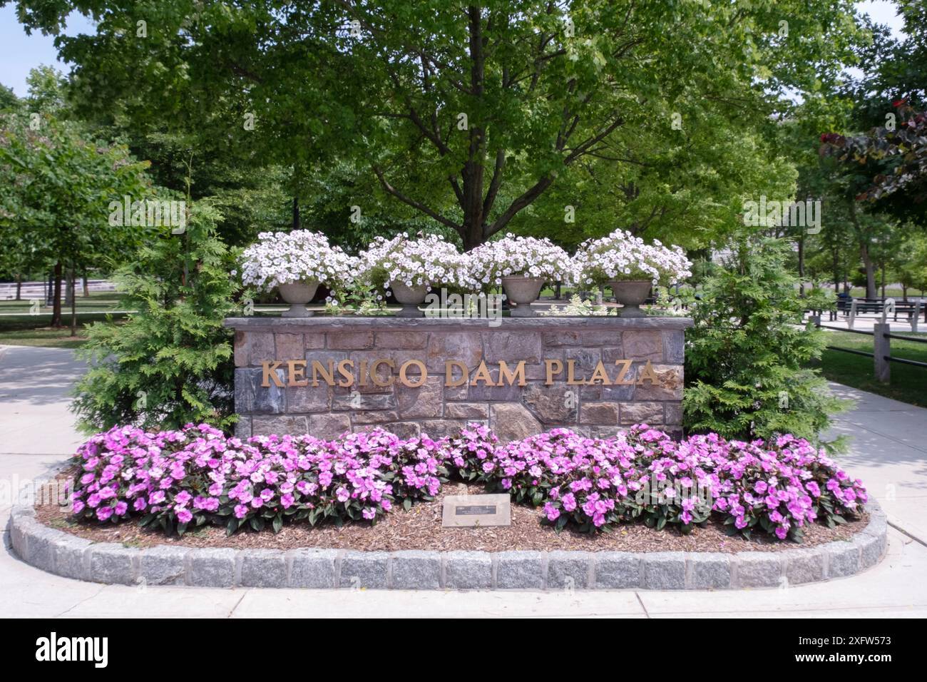 A pretty flower display and brick structure at Kensico Dam Plaza in ...
