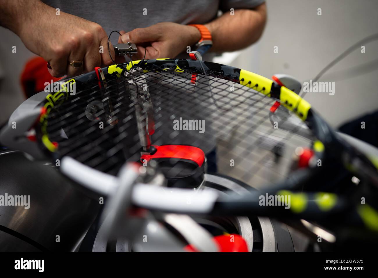Huw Phillips, Racket Stringer at Wimbledon on day five of the 2024 ...
