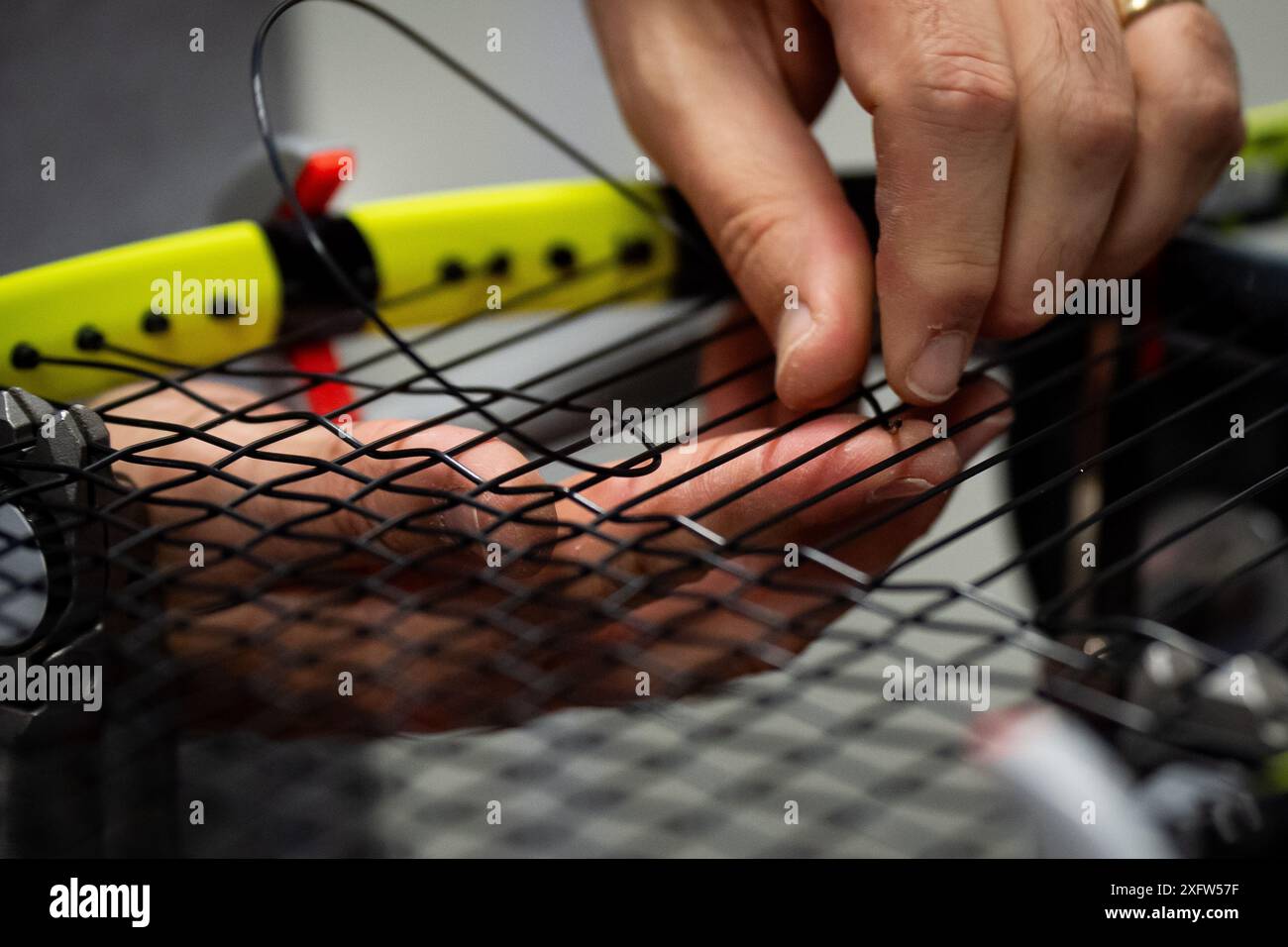 Huw Phillips, Racket Stringer at Wimbledon on day five of the 2024 ...