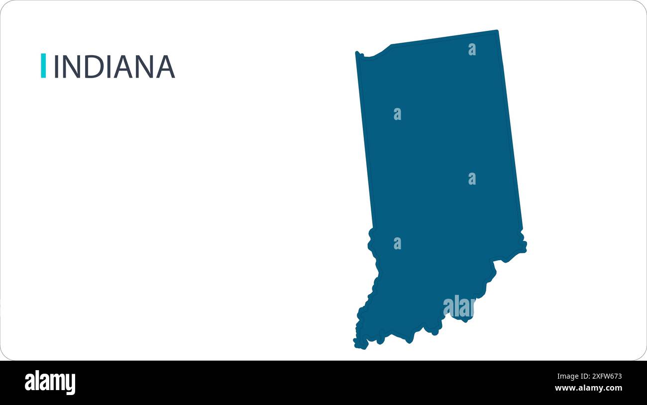 Map of INDIANA, North American, isolated map, showing its states and ...