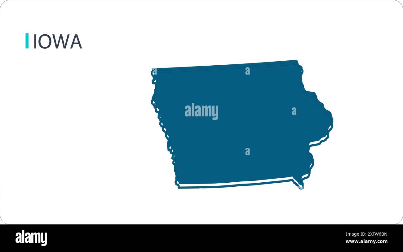 Map of IOWA, North American, isolated map, showing its states and ...