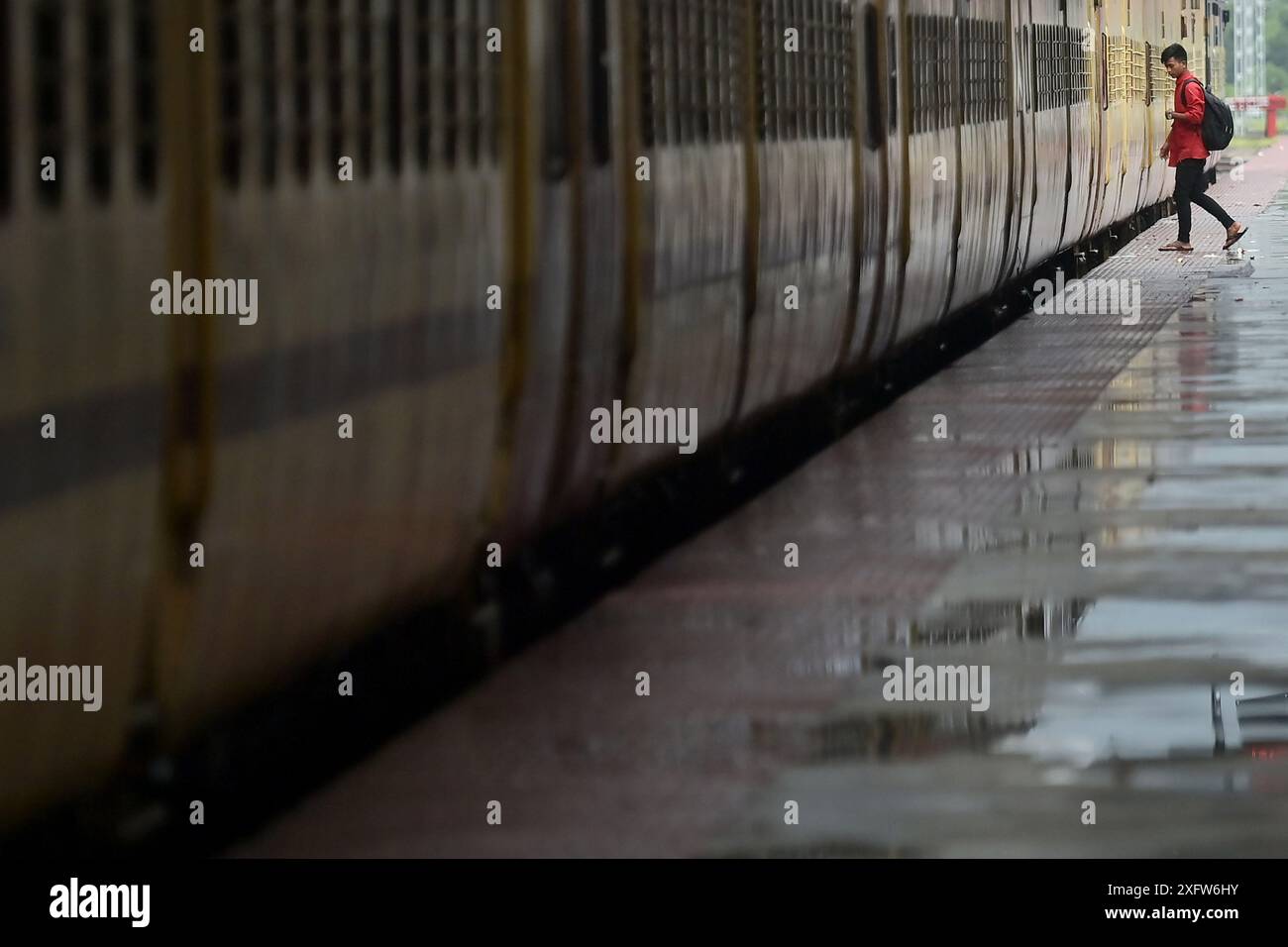 Passengers at the railway station waiting for the interstate train ...