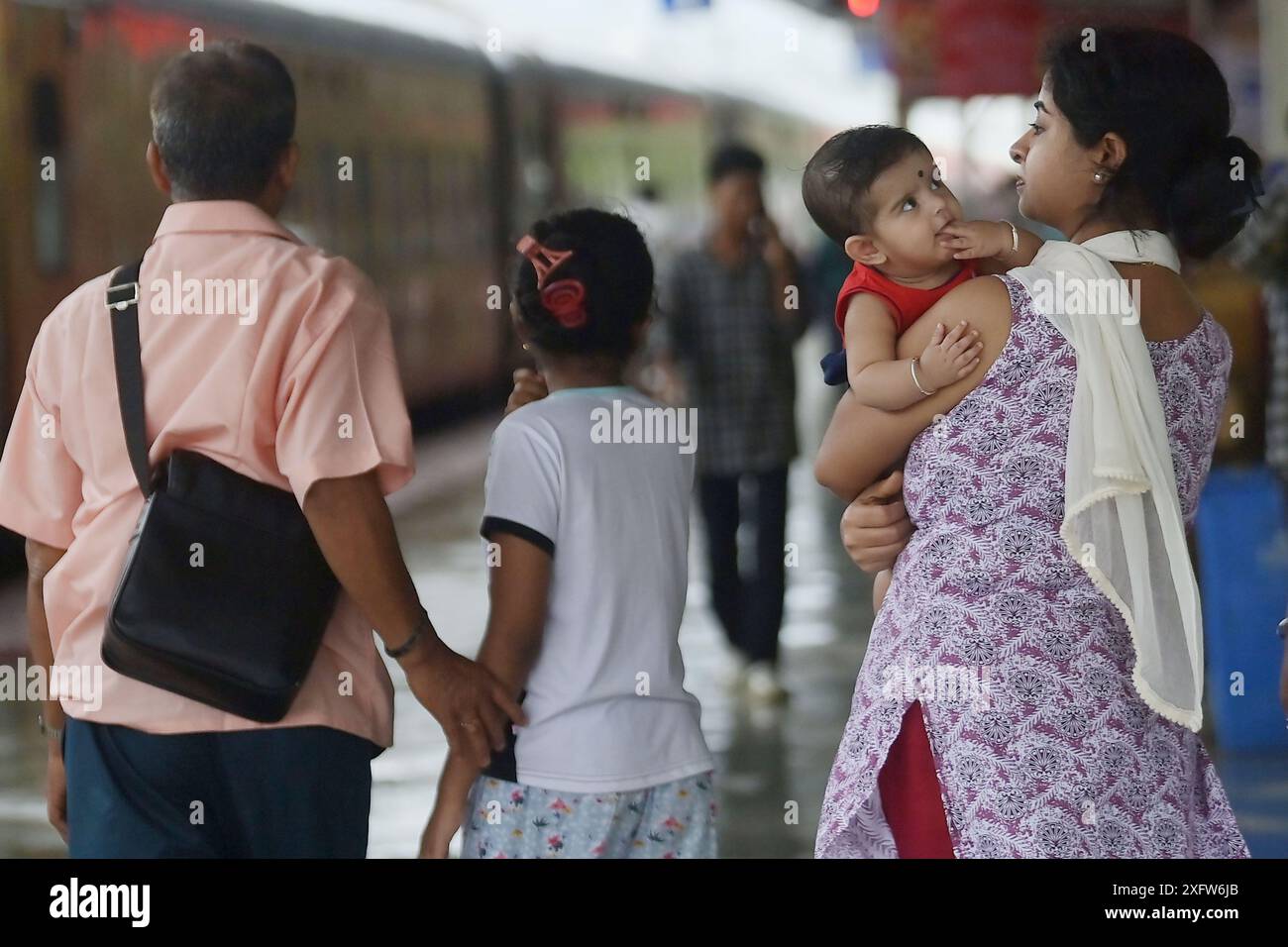 Passengers at the railway station waiting for the interstate train ...