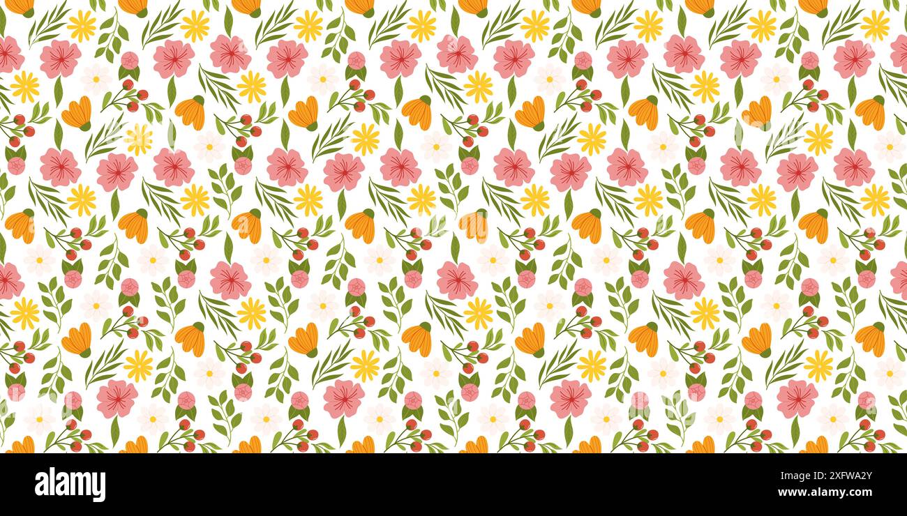 Seamless arrangement featuring floral elements. Botanical-inspired ...