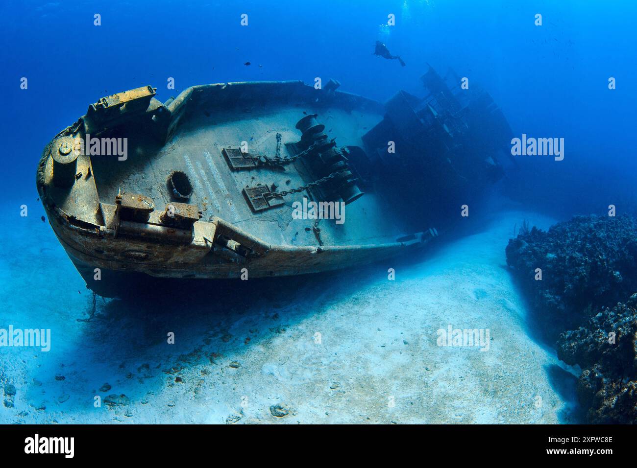 Bow of the USS Kittiwake wreck (US Military submarine rescue vessel ...