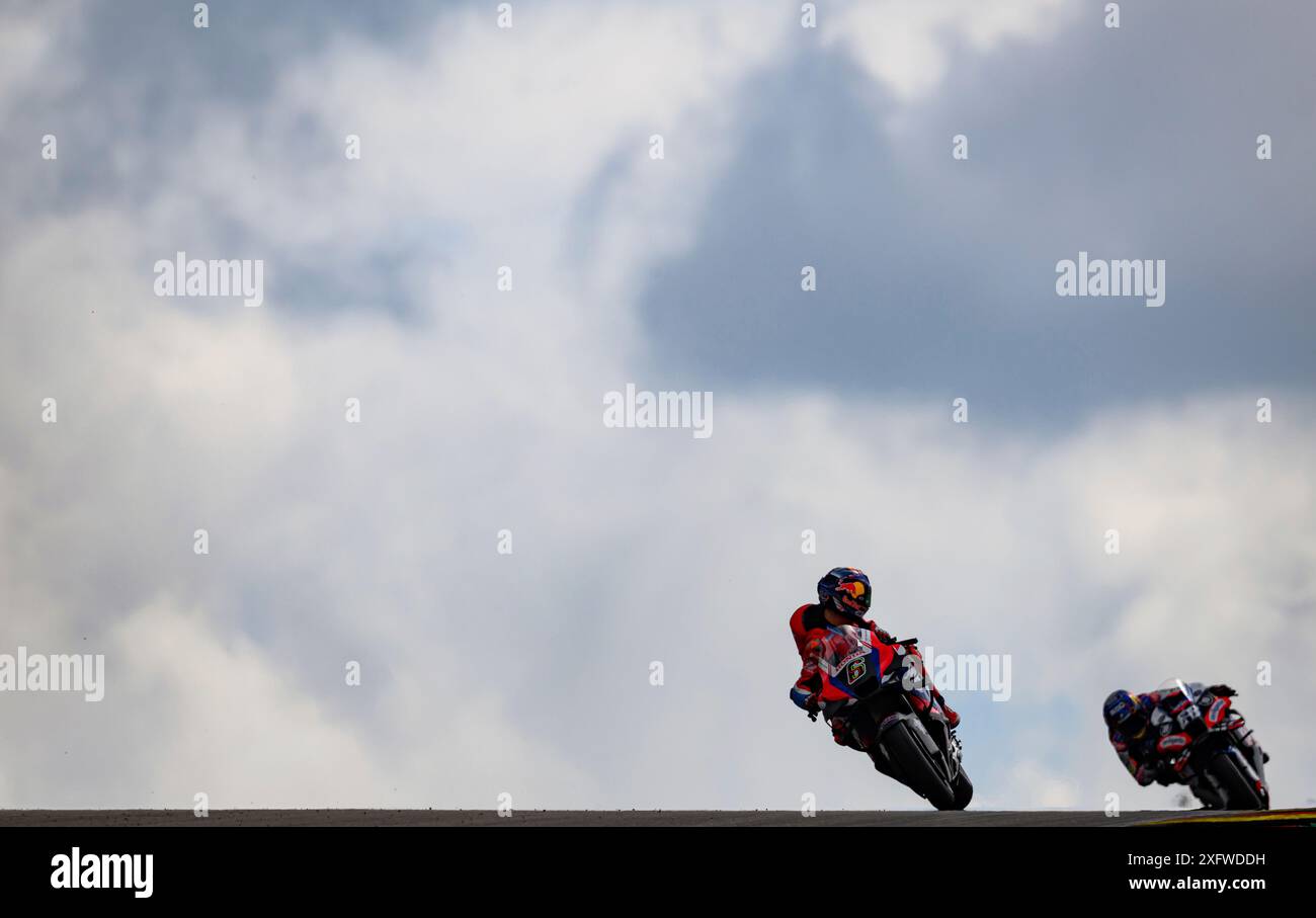Stefan Bradl from Germany of the HRC Test Team rides on the track ...