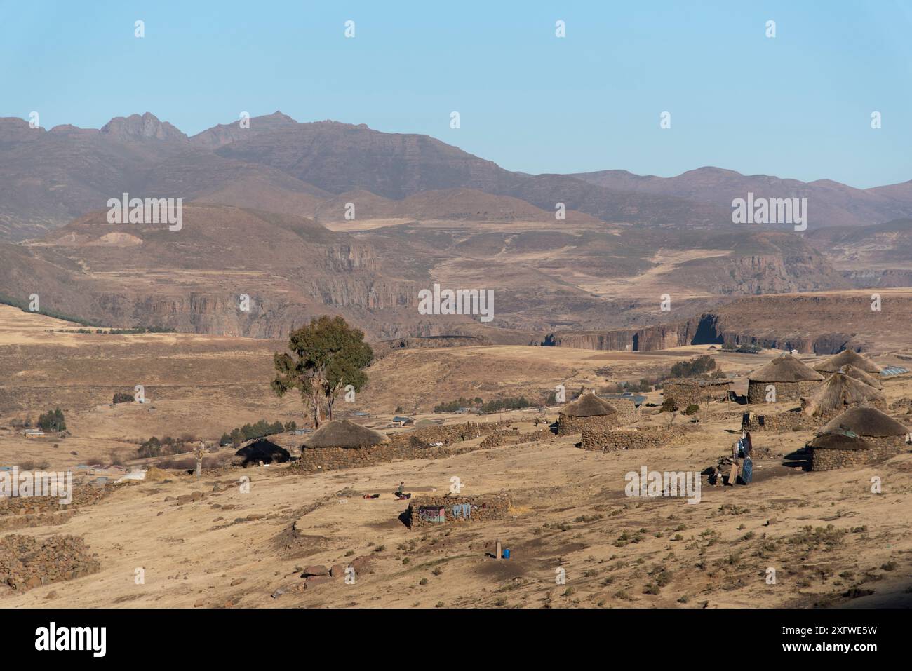 Traditional Sotho stone houses, Semonkong, Lesotho. August 2017 Stock ...