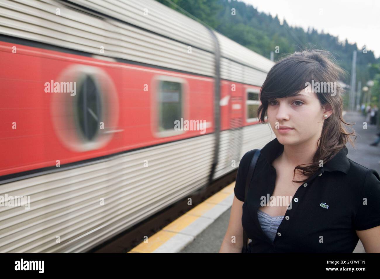 18 Year Old Girl At Train Station Legazpi Guipuzcoa Basque Country