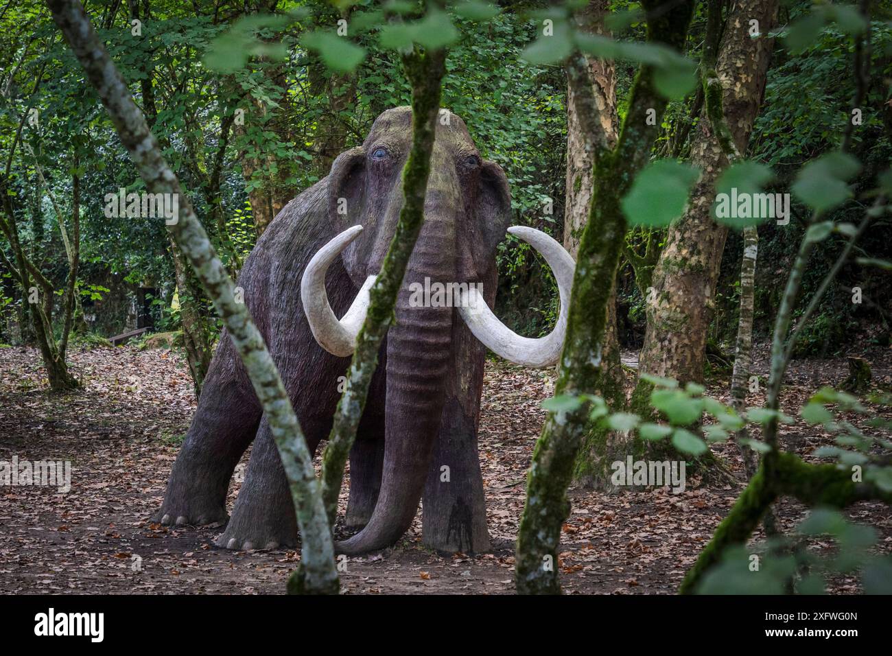 figure of a life-size mammoth, Paleolithic Park of the Cueva del Valle ...