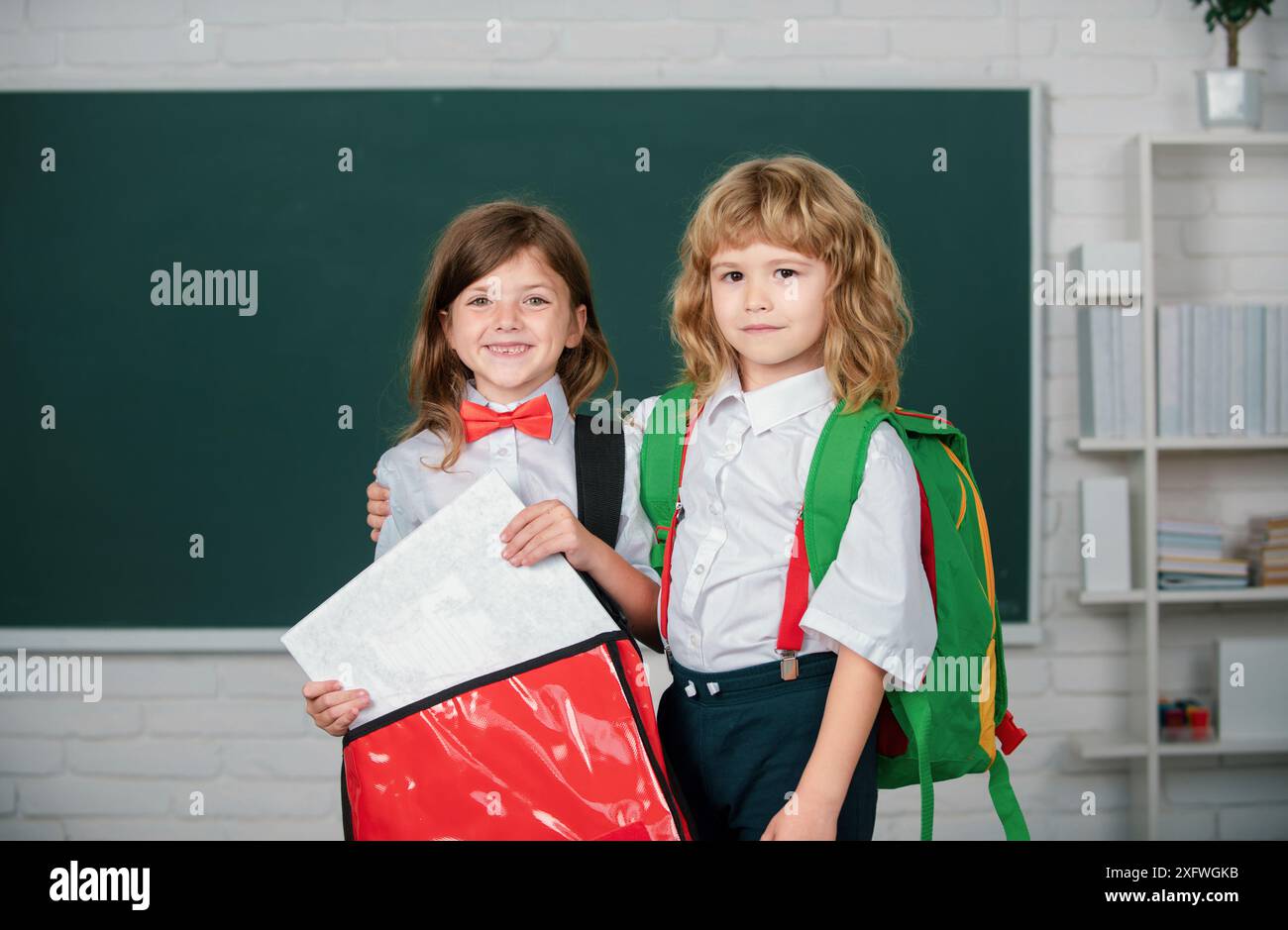 School friends learning together. Cute little school kids friends ...