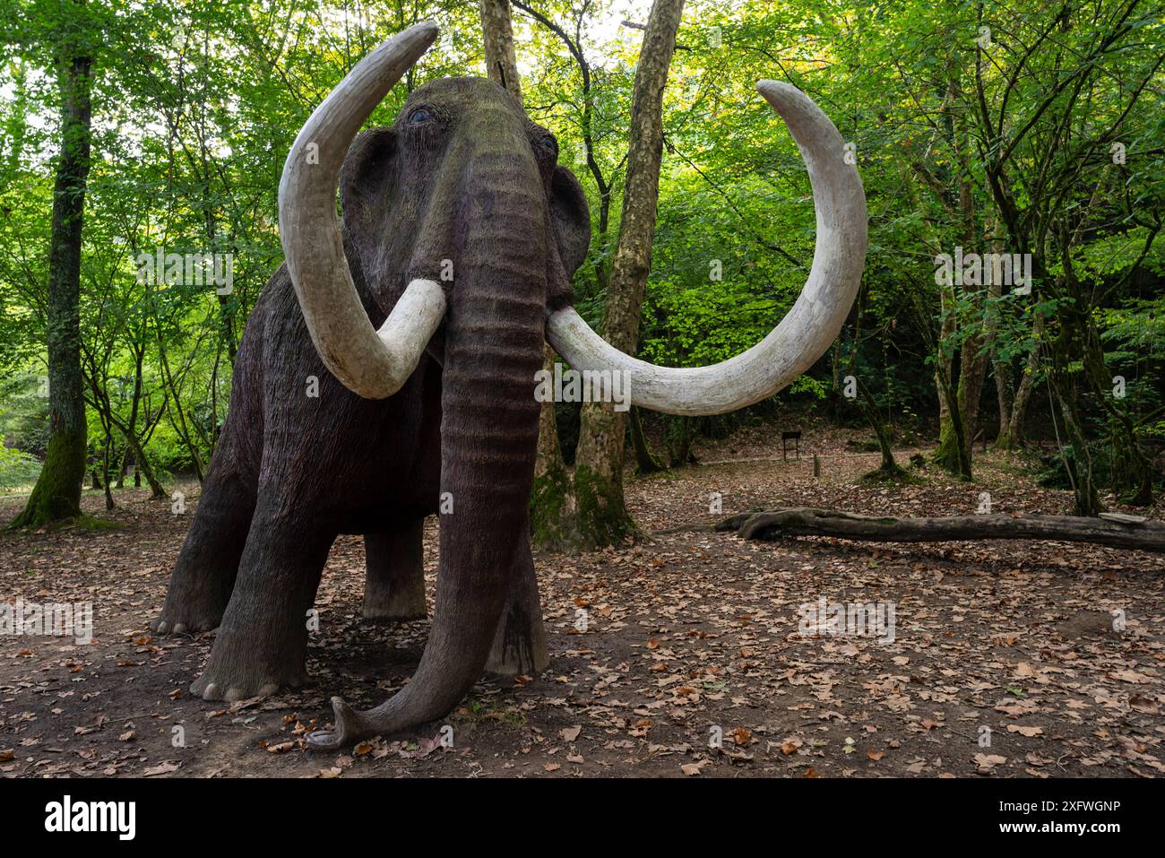 figure of a life-size mammoth, Paleolithic Park of the Cueva del Valle ...