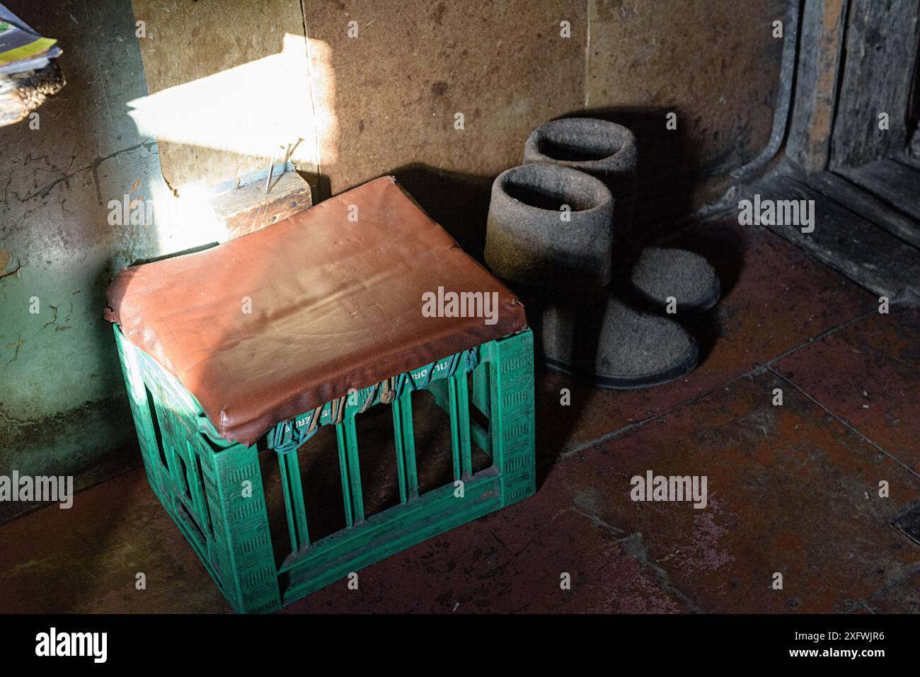 Interior view of a Nenet home, Vaygach Island, Arctic, Russia, July ...