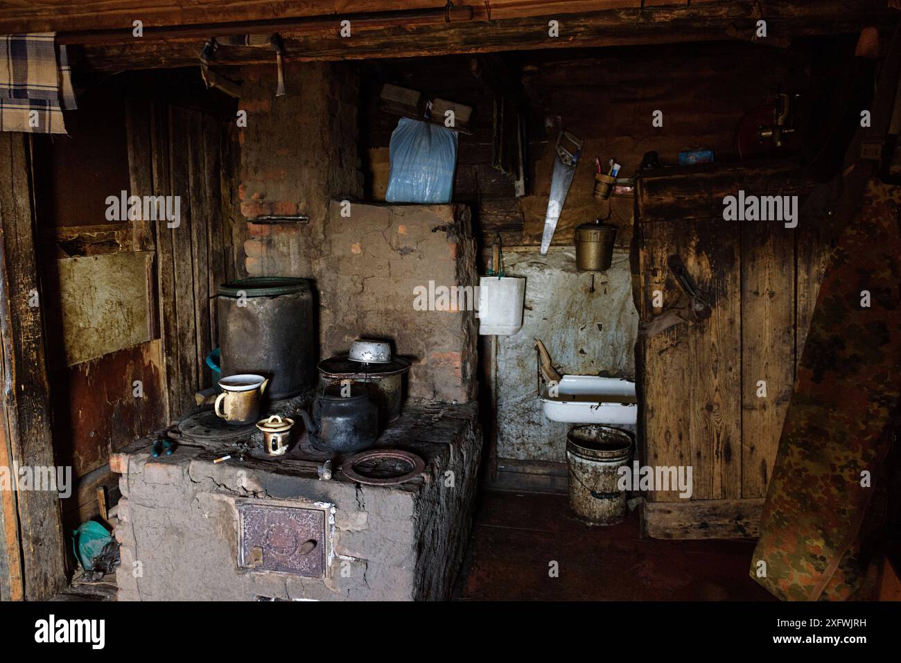Interior view of a Nenet home, Vaygach Island, Arctic, Russia, July ...