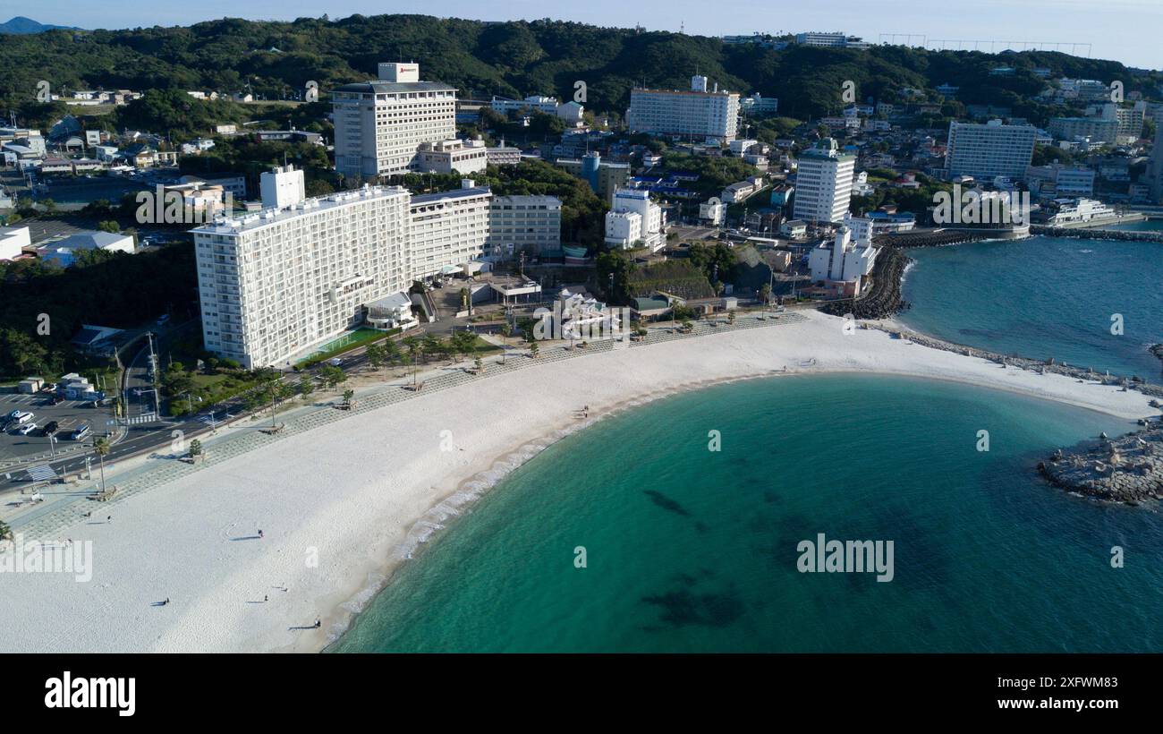 Aerial view of beach and town of Shirahama, Japan. October 2017 Stock ...