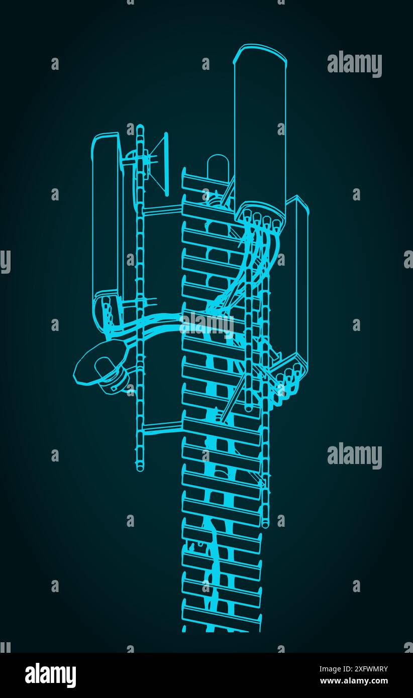 Technical drawing of a сell phone telecommunication tower with repeaters Stock Vector Image ...