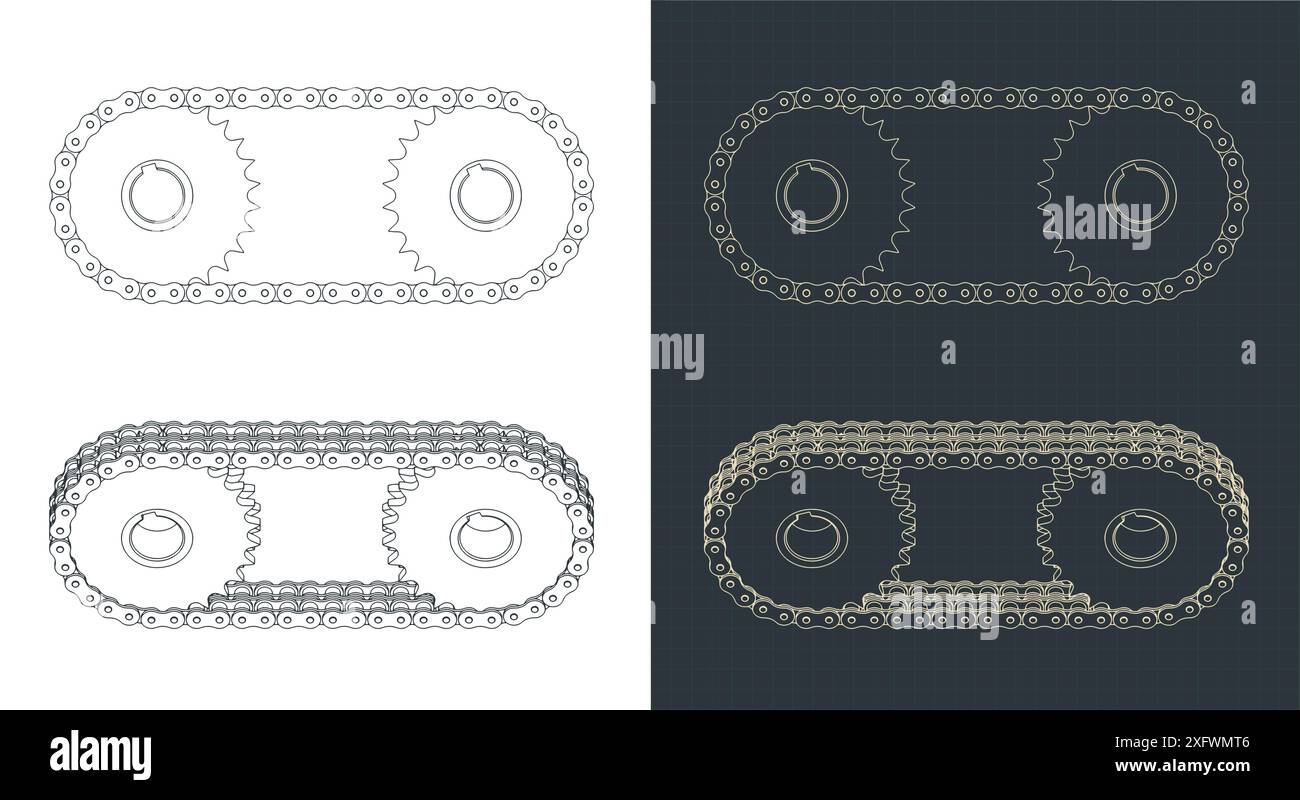 Technical drawings of a double chain drive Stock Vector Image & Art - Alamy