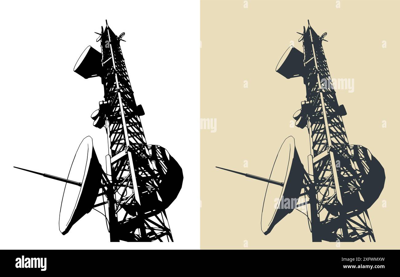 Telecommunications tower with repeaters and antennas close-up Stock ...