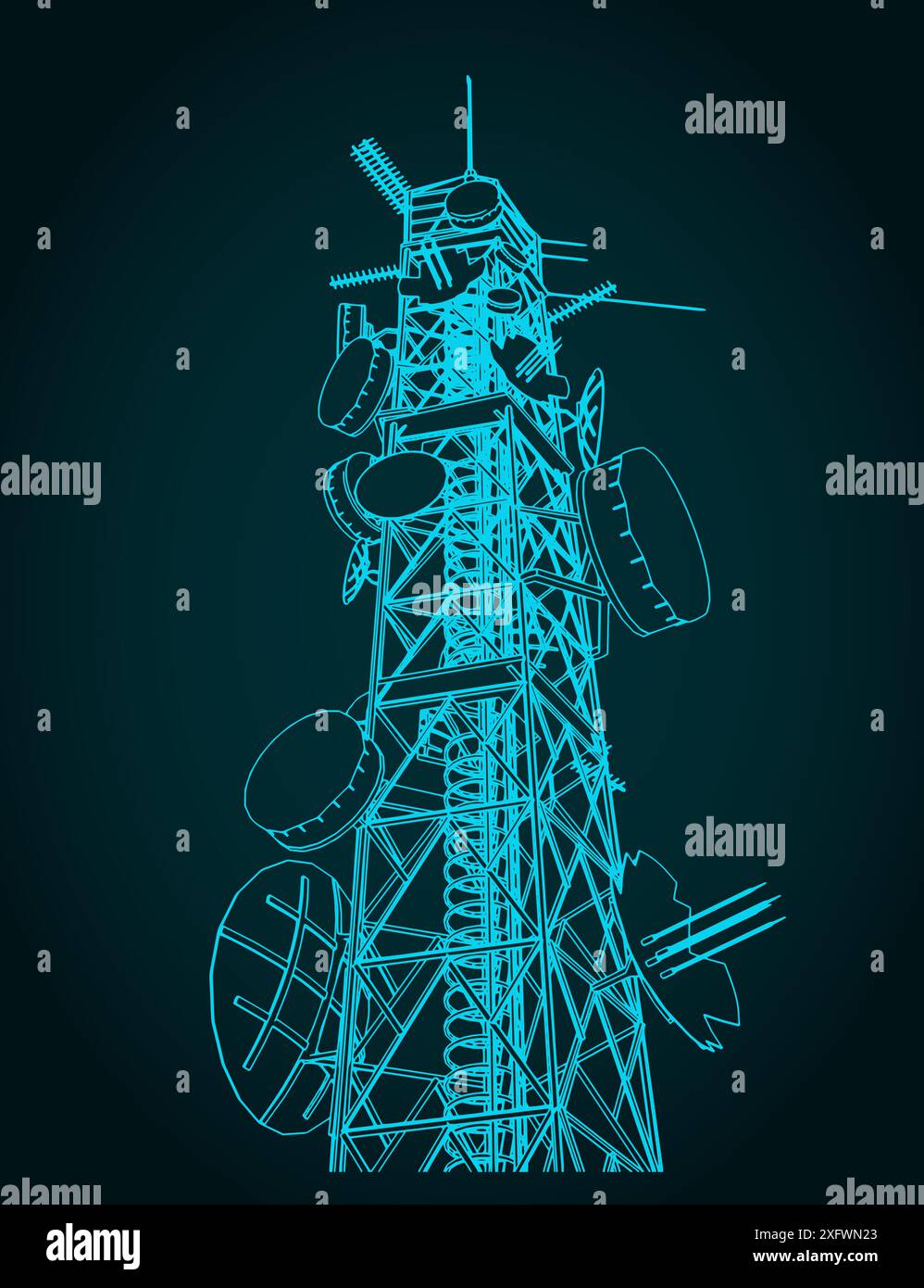 Telecommunications tower with repeaters and antennas close-up Stock Vector Image & Art - Alamy
