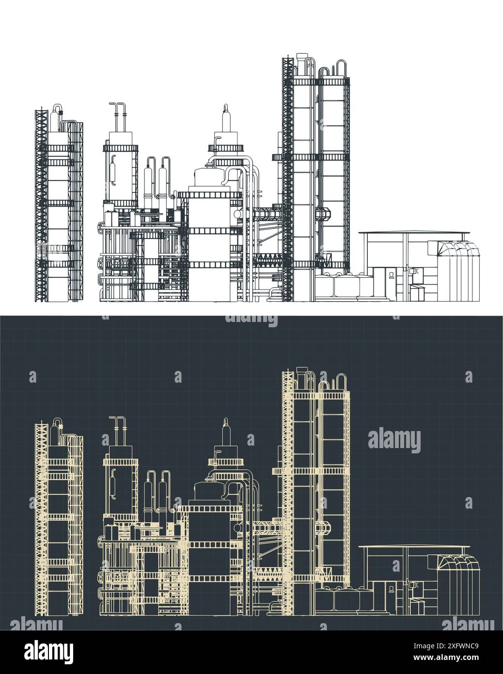 Technical drawings of a refinery plant Stock Vector Image & Art - Alamy