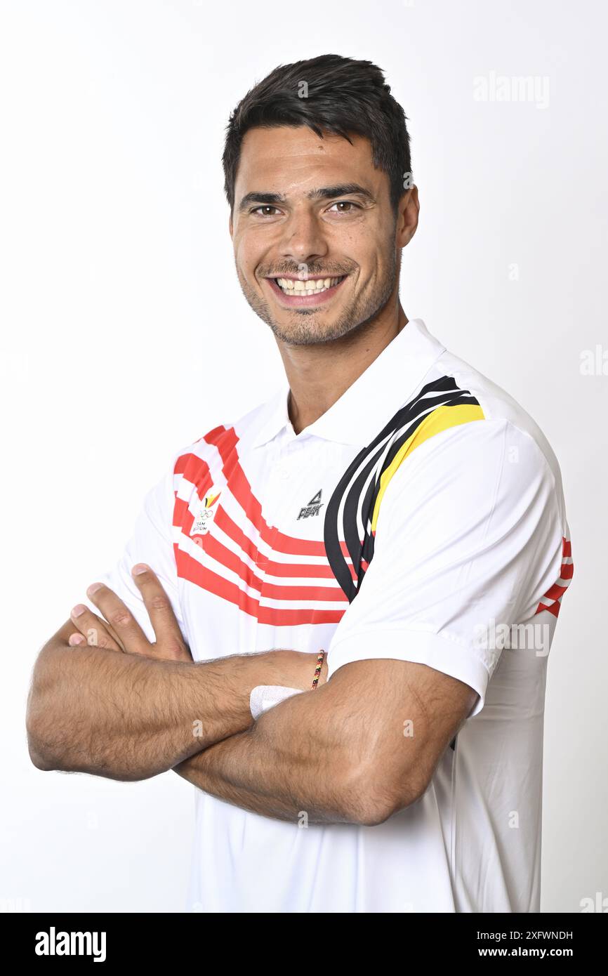 Belgian hockey player Alexander Hendrickx poses for the photographer ...