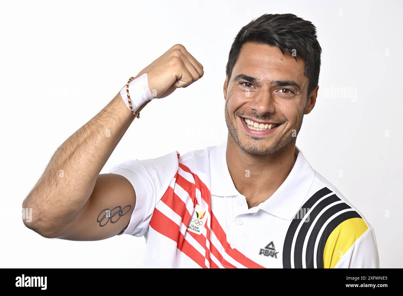 Belgian hockey player Alexander Hendrickx poses for the photographer ...