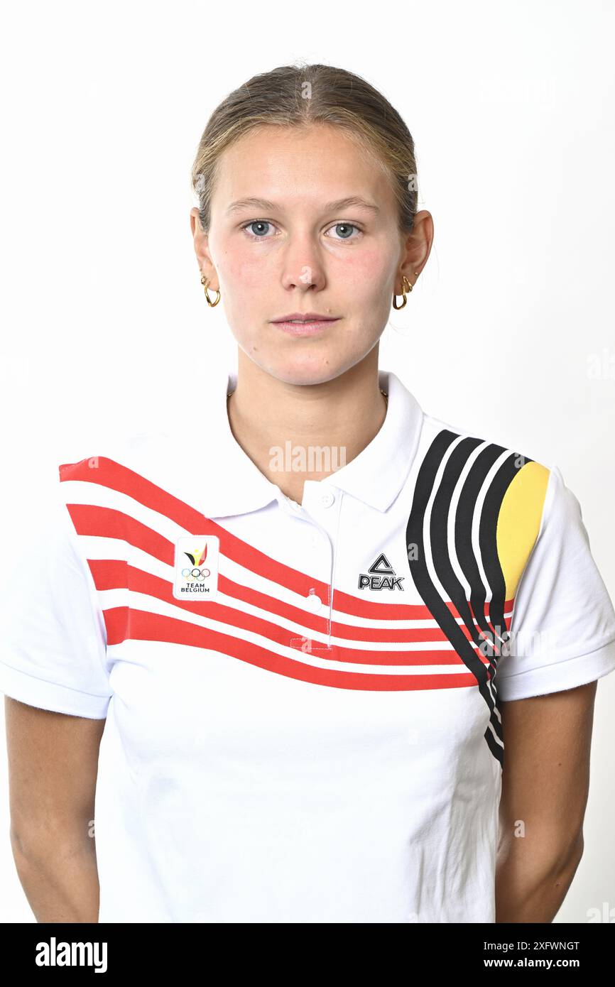 Belgian Delphine-Daphne Marien poses for the photographer during a ...