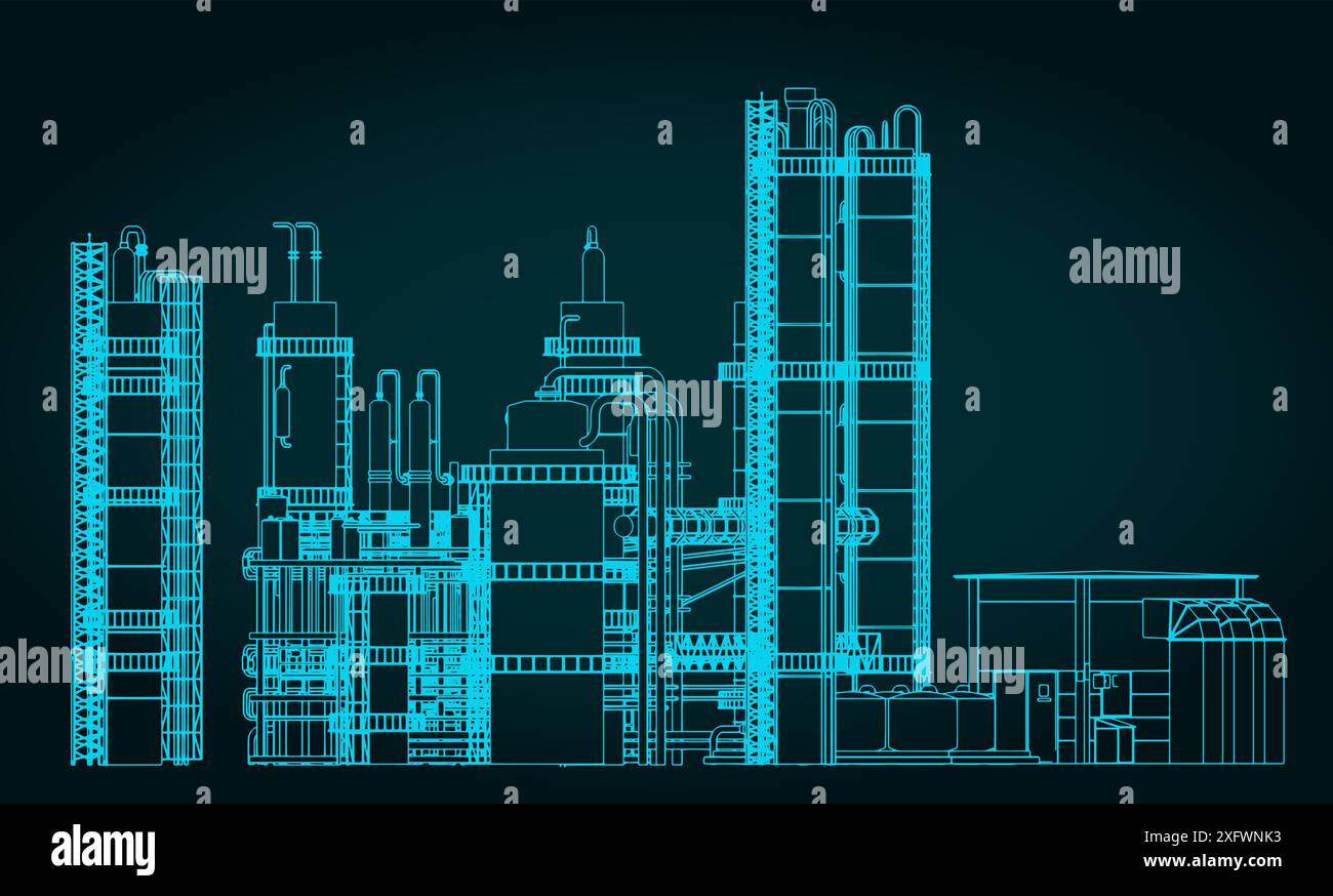Industrial oil refinery plant station Stock Vector Images - Alamy