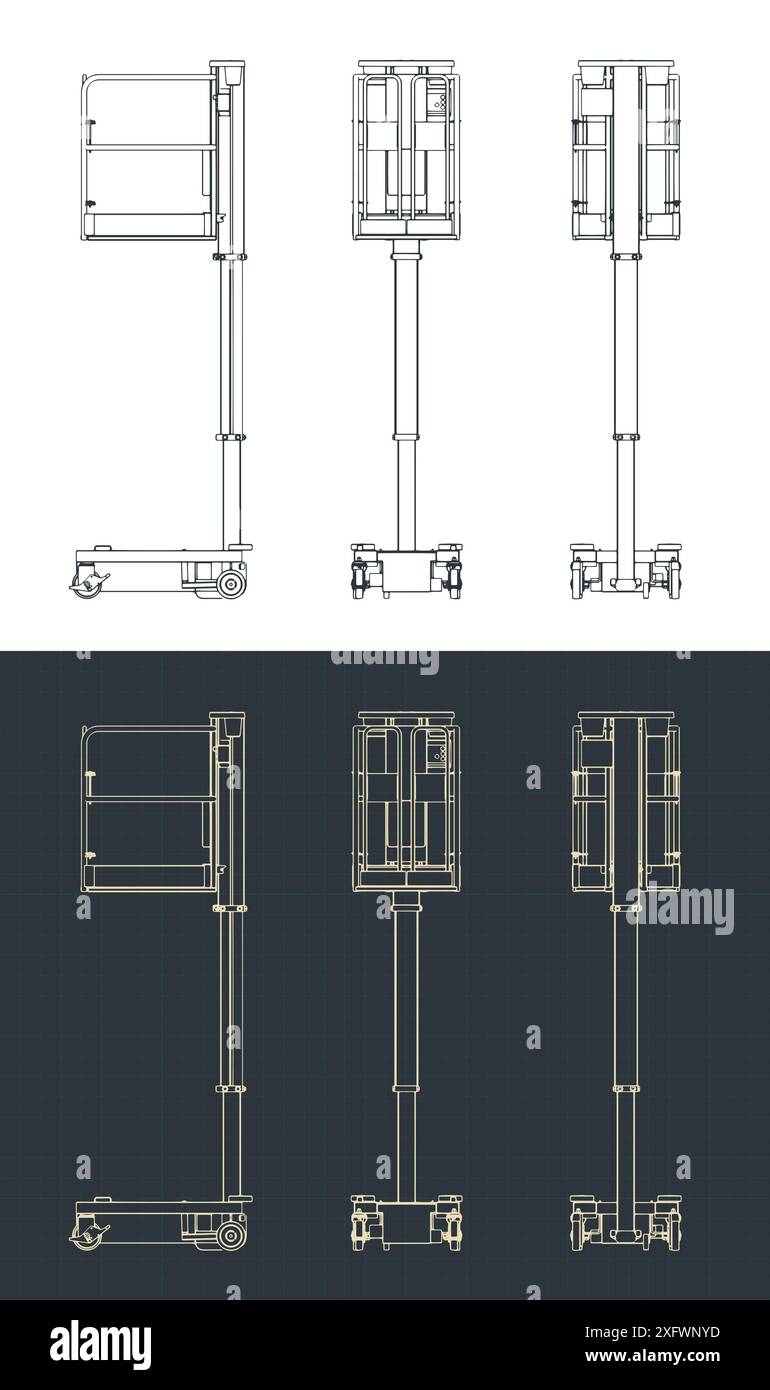 Technical drawings of a push around mast lift Stock Vector Image & Art ...