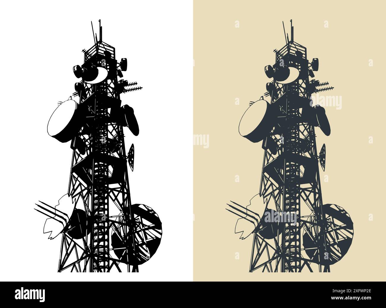 Telecommunications equipment repeater tower Stock Vector Images - Alamy