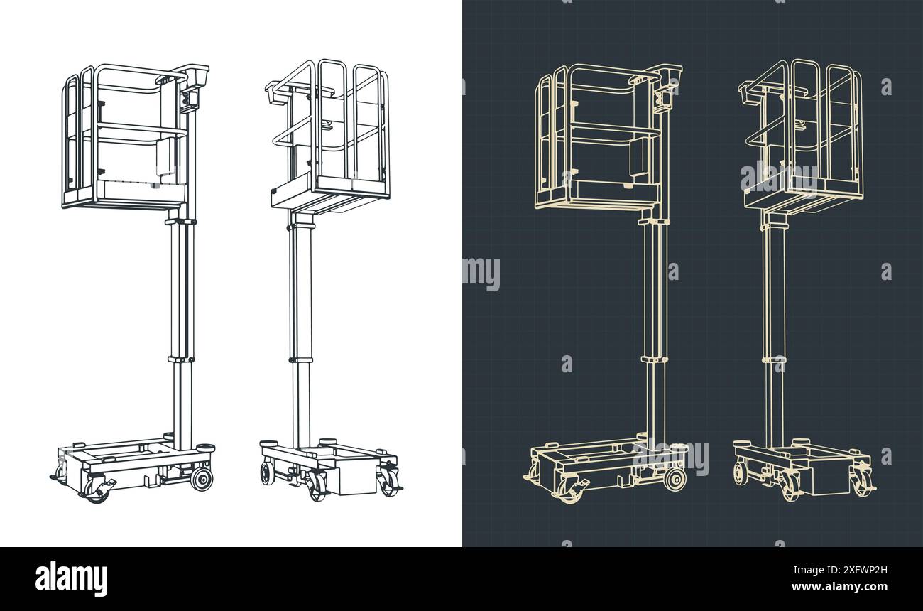 Technical drawings of a push around mast lift Stock Vector Image & Art ...