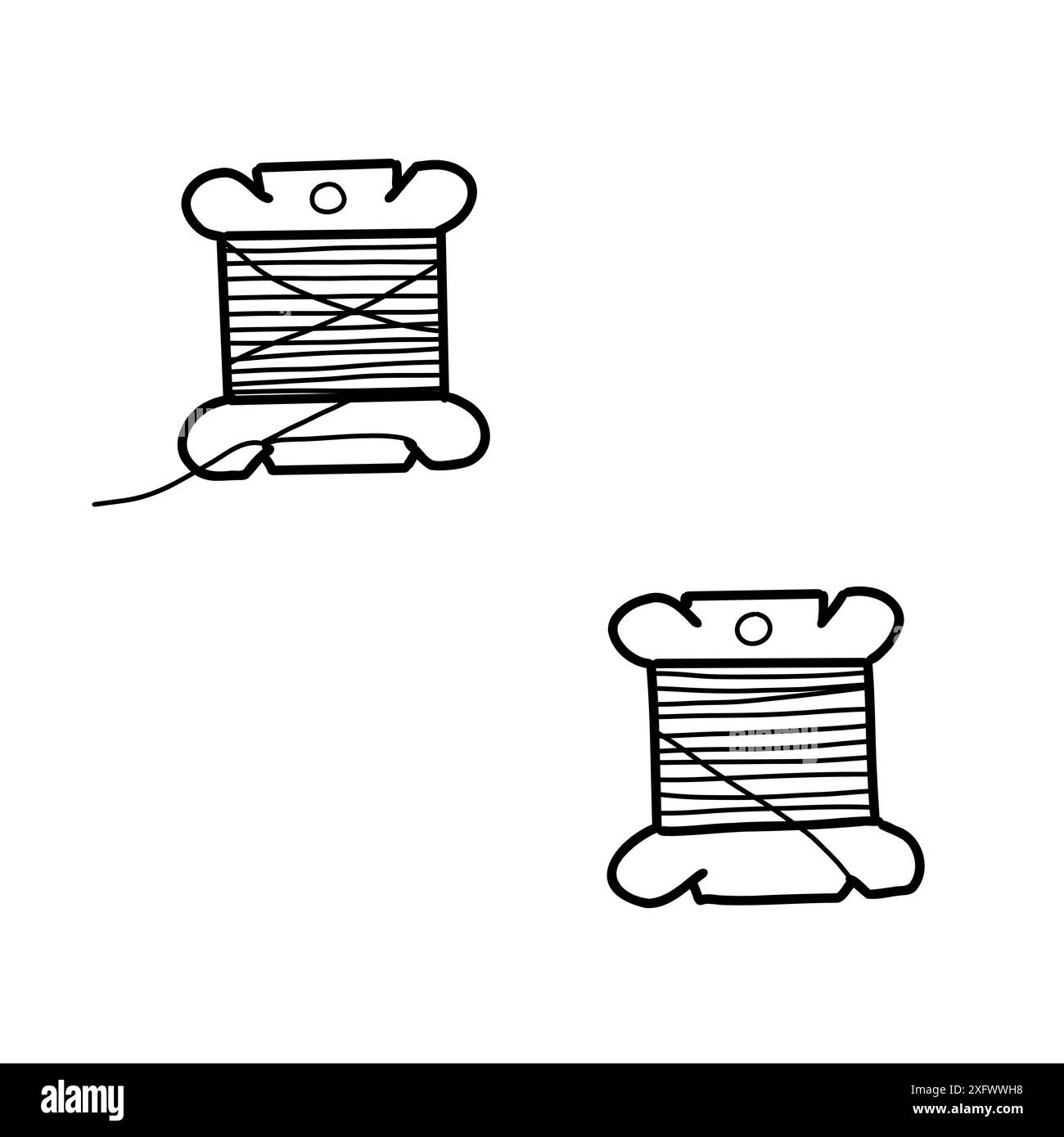 Set of sewing threads. Hand drawn Vector illustration of two Skeins for ...