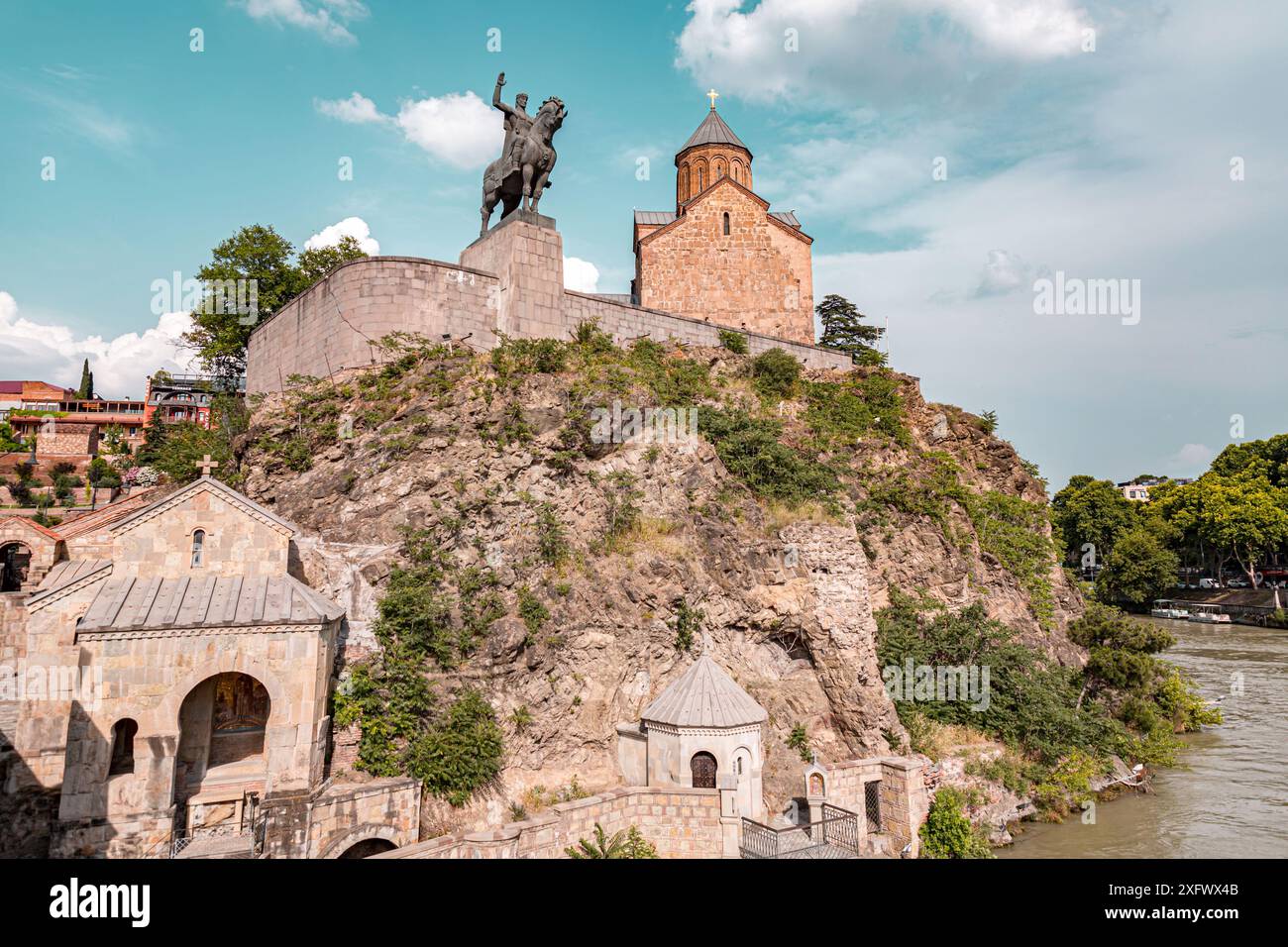 Tbilisi, Georgia - 17 JUNE, 2024: The Metekhi church of the Nativity of ...