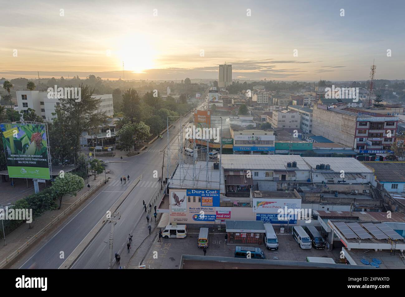 Sun rises over the city of Eldoret in western Kenya. Eldoret is a major ...