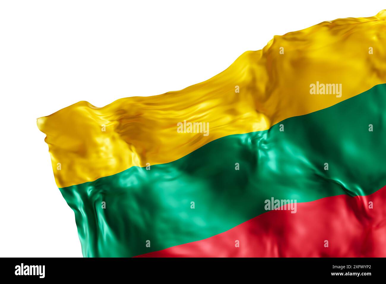 Realistic flag of Lithuania with folds, isolated on white background ...