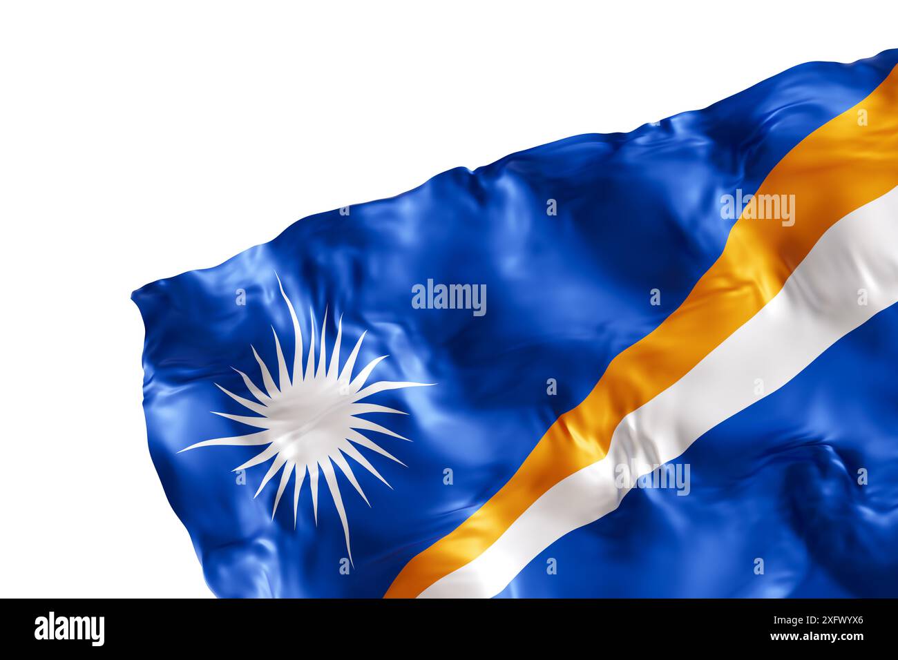 Realistic flag of Marshall Islands, isolated on white background ...