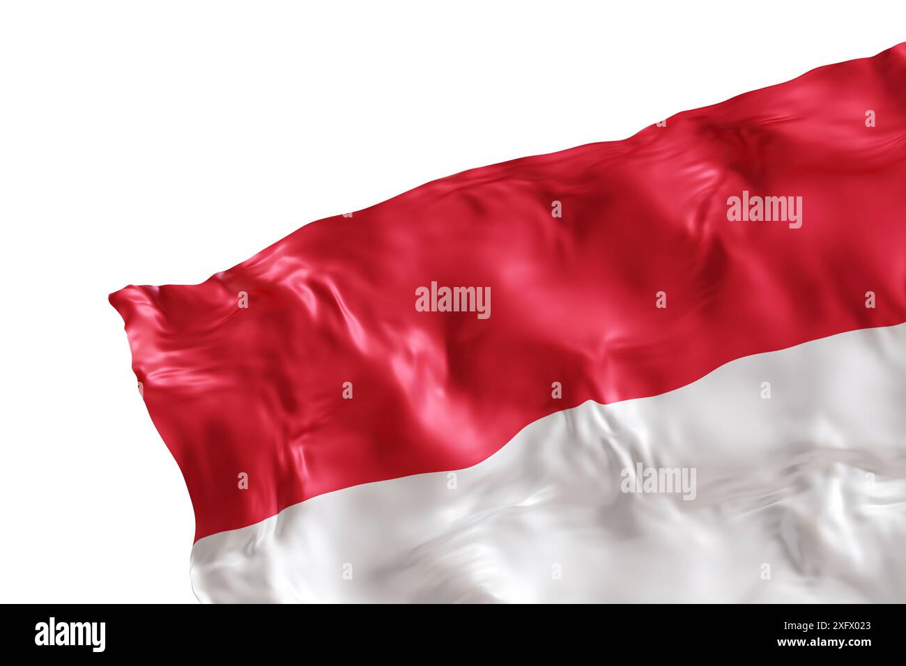 Realistic flag of Monaco with folds, isolated on white background ...