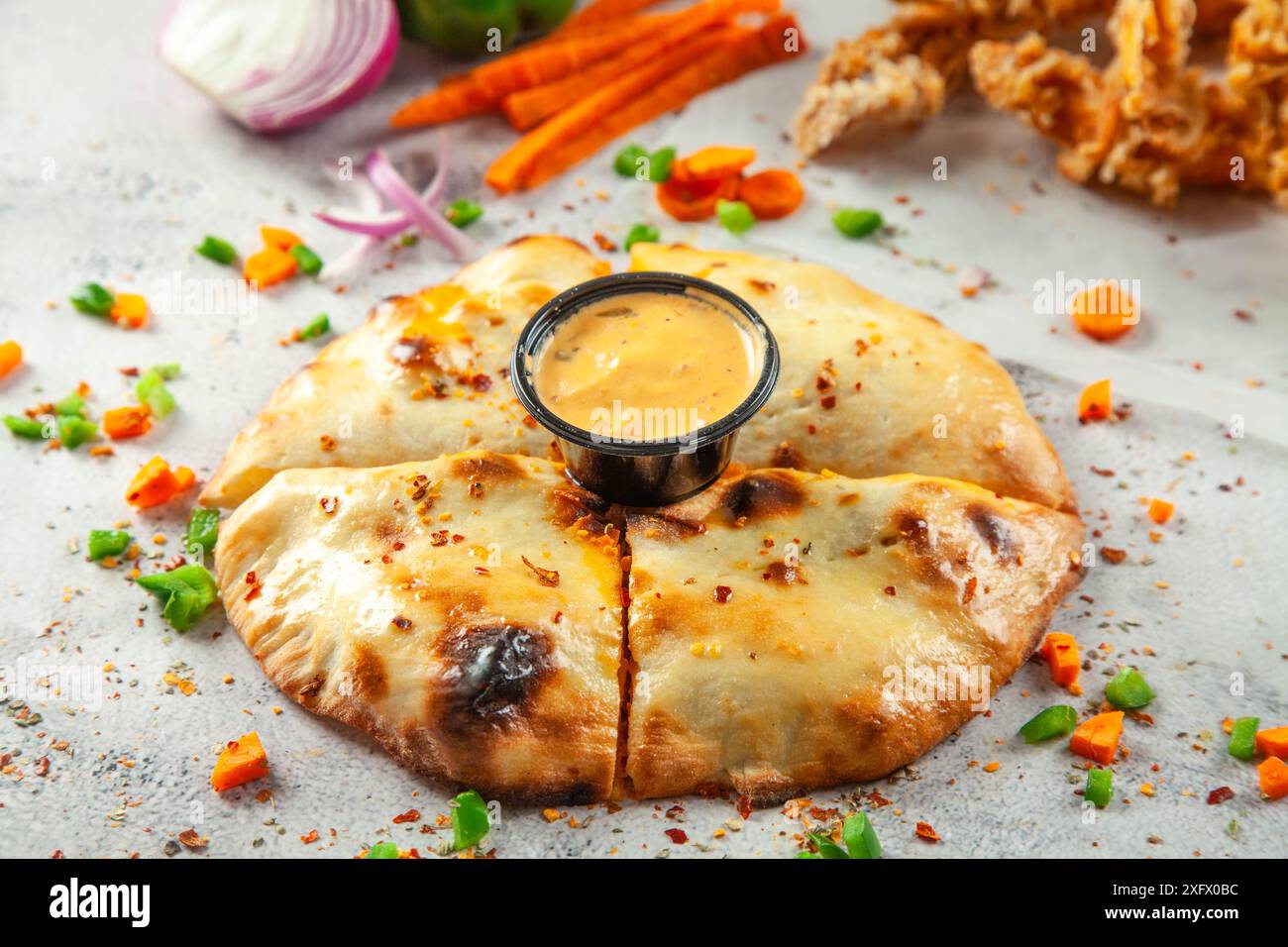 Moroccan flavoured stuffed naan bread, food fusion Stock Photo - Alamy
