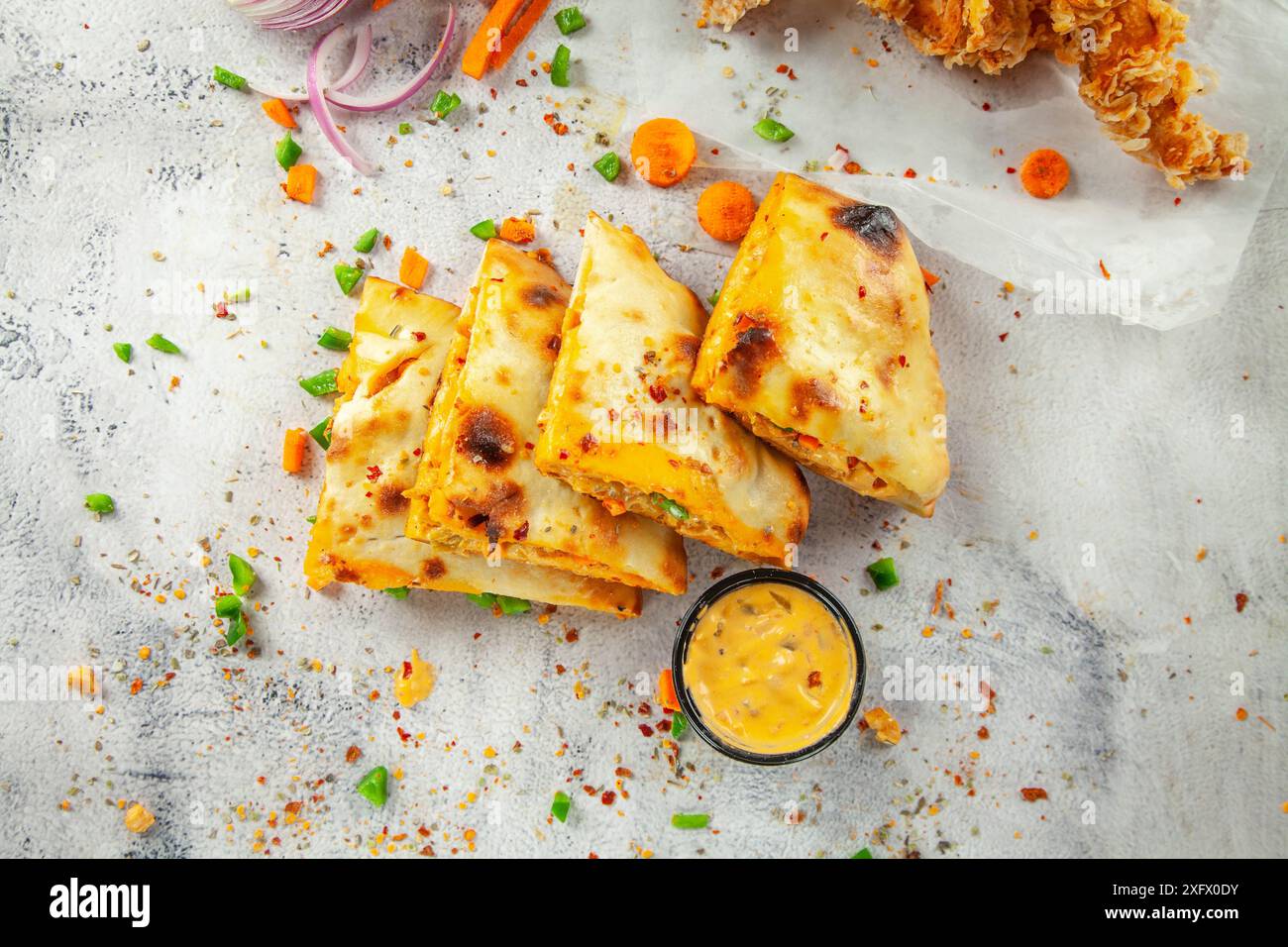 Moroccan flavoured stuffed naan bread, food fusion Stock Photo - Alamy