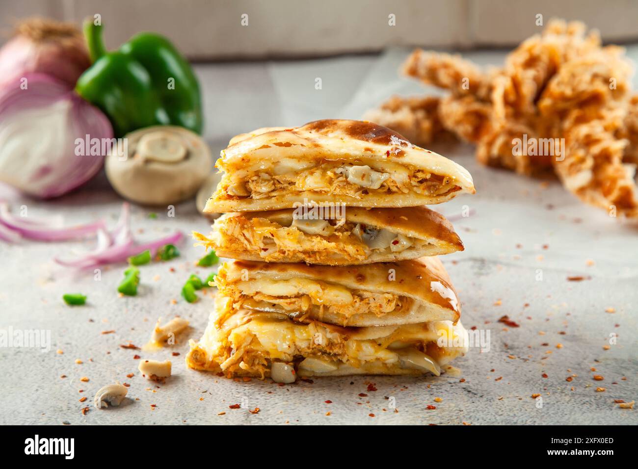 Creamy tikka stuffed naan bread, traditional pakistani fusion food ...