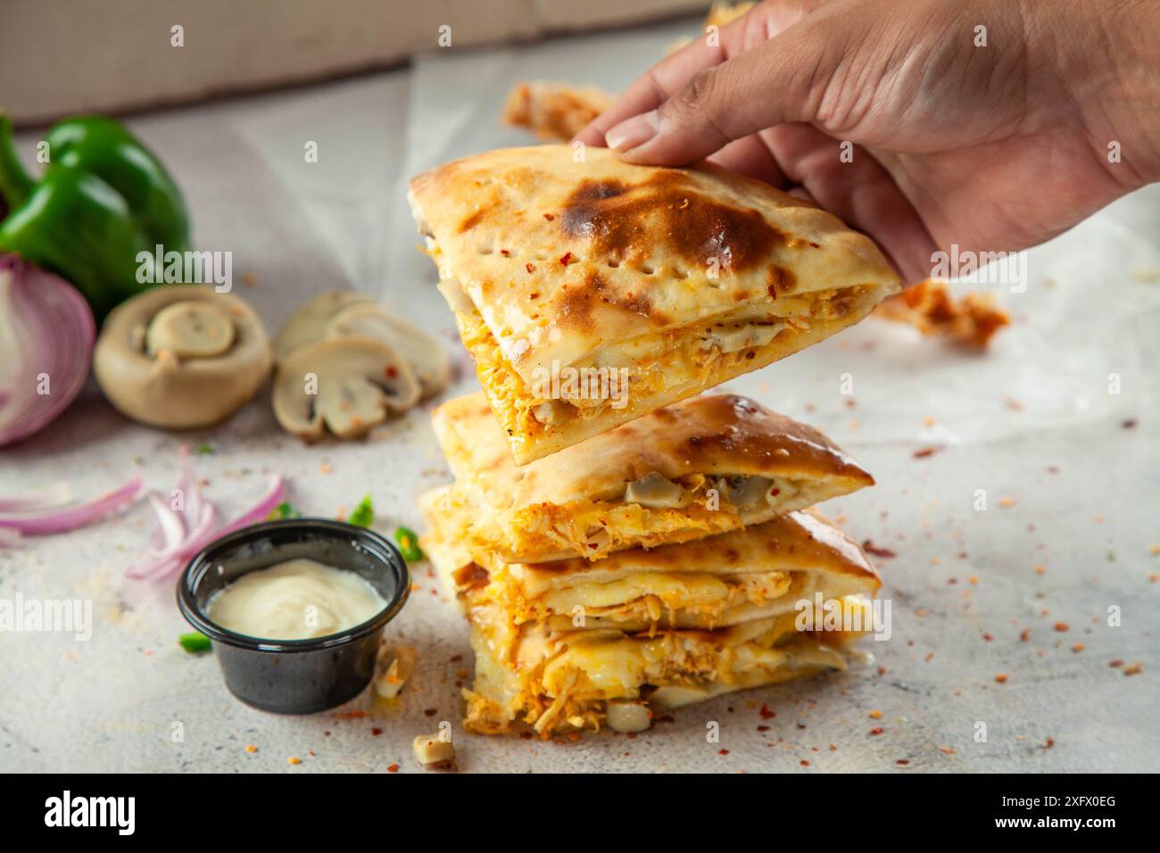 Creamy tikka stuffed naan bread, traditional pakistani fusion food ...
