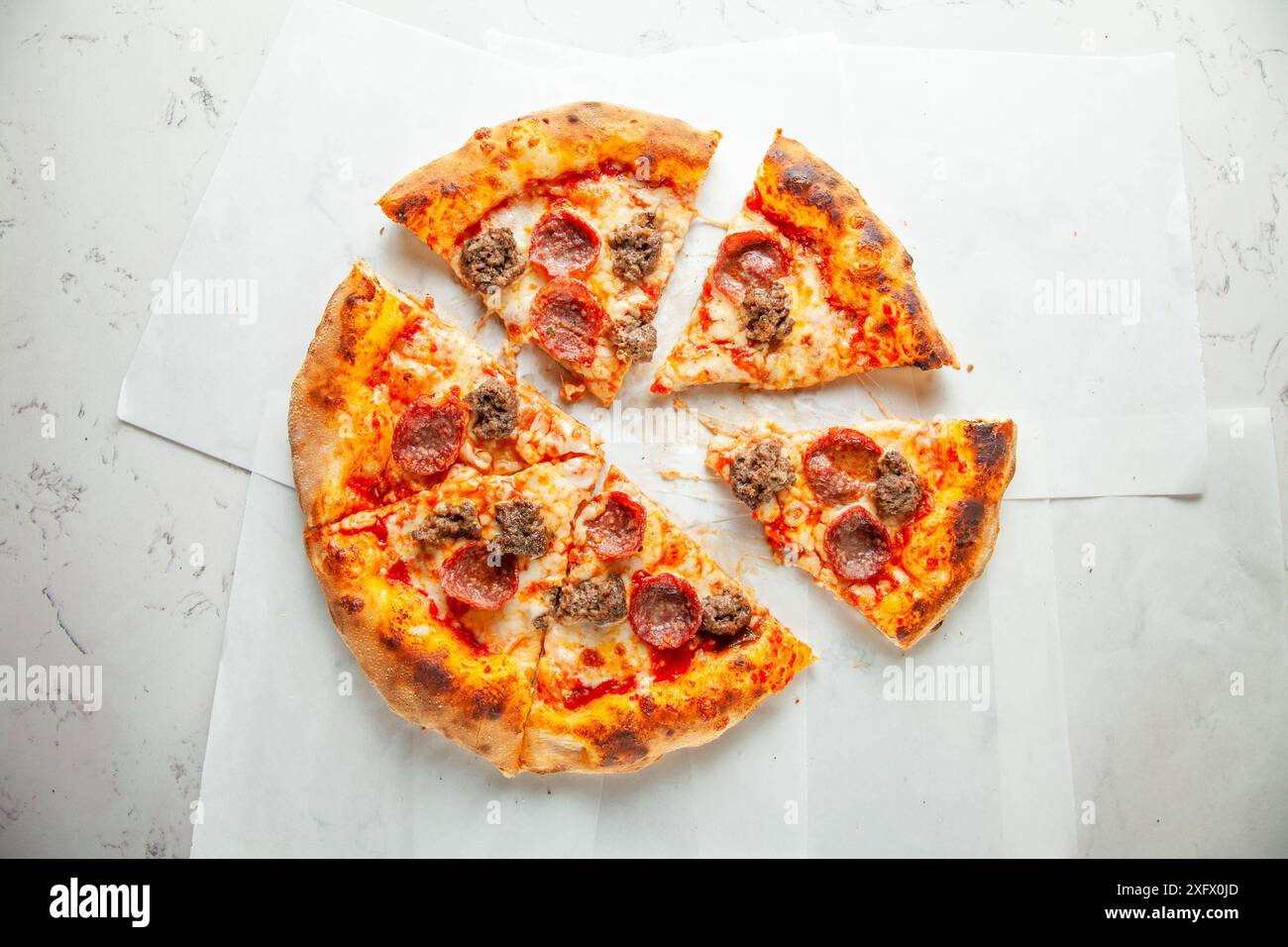 Naples authentic brick oven pizza, pepperoni and all meat Stock Photo ...
