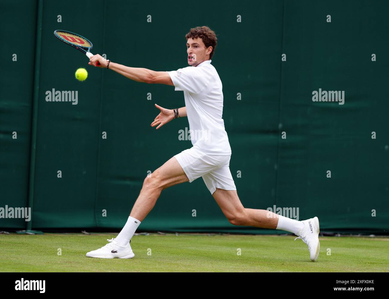 Ugo Humbert in action against Brandon Nakashima (not pictured) on day ...