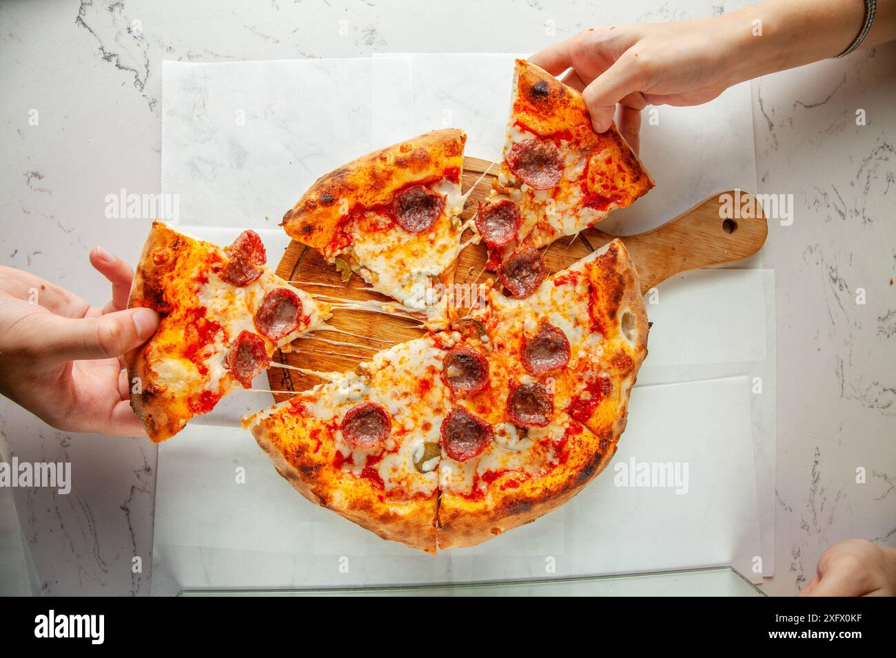 Naples authentic brick oven pizza, pepperoni flavour Stock Photo - Alamy