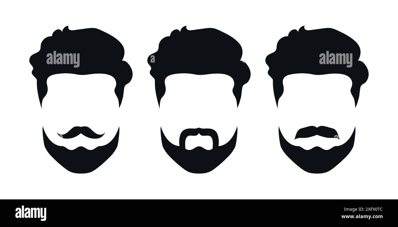 Beard and haircut vintage moustaches silhouettes hi-res stock ...