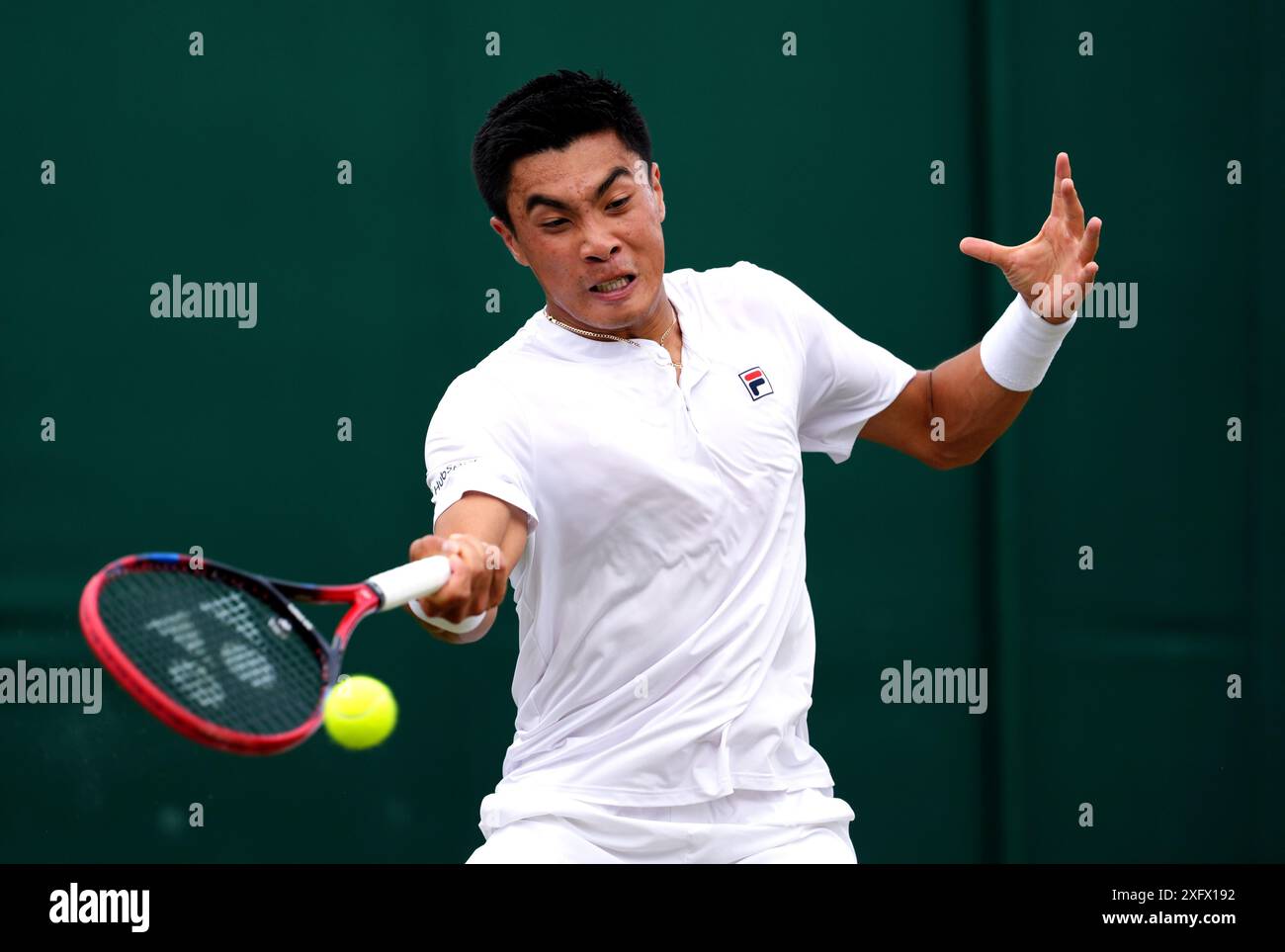 Brandon Nakashima in action against Ugo Humbert (not pictured) on day ...