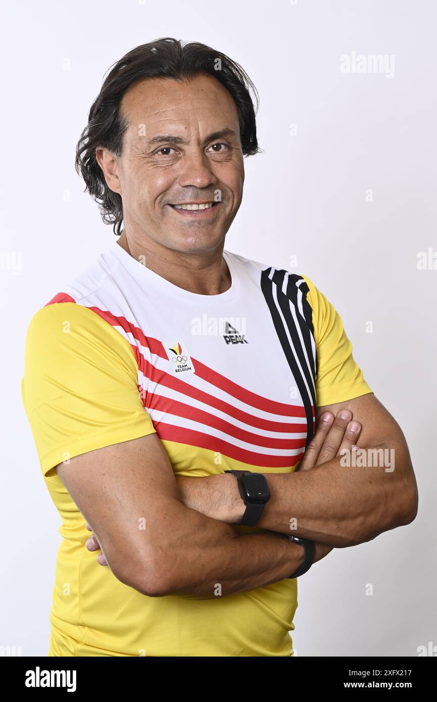 Brussels, Belgium. 04th July, 2024. Belgian athletics coach Olivia Fernando poses for the ...