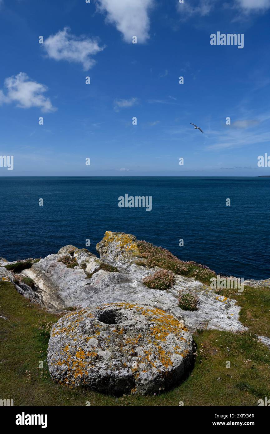 An old mill stone used in the extraction of China Clay (Kaolinite) from ...