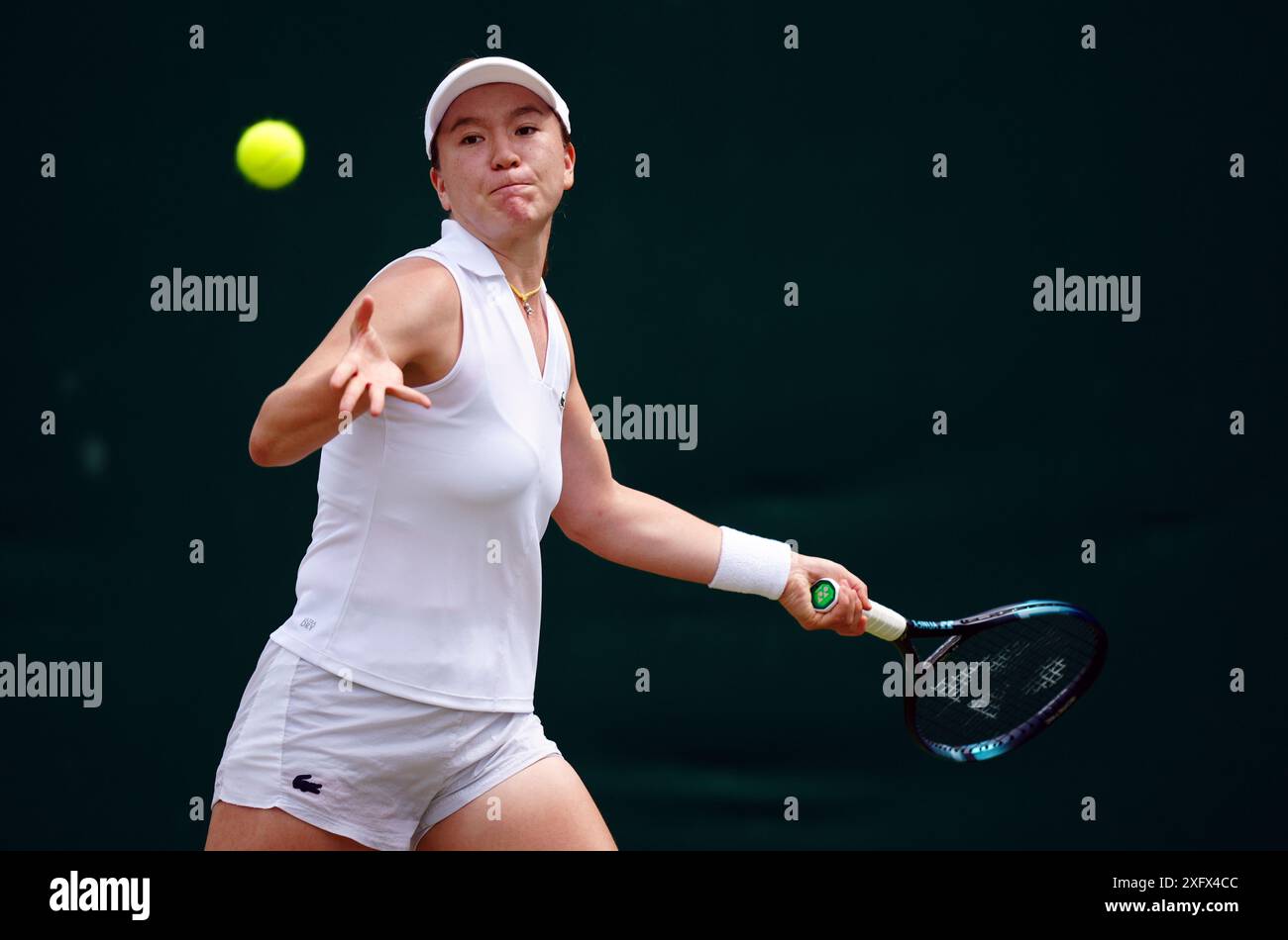 Lulu Sun in action against Lin Zhu (not pictured) on day five of the ...