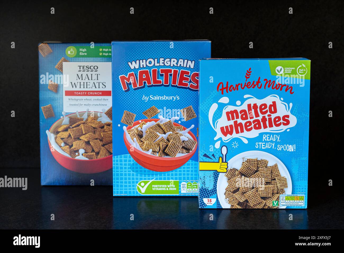 Close up of UK supermarket own brand (money saving) versions of the ...