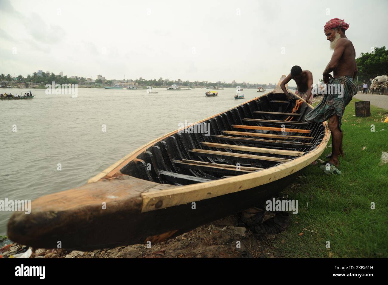 Boat repair work is underway at the beginning of monsoon, photo taken ...